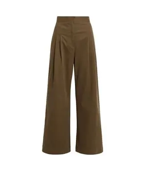 Iris & Ink Iris & Ink Amanda Cotton-Blend Twill Wide-Leg Pants - Army Green