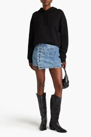 RE/DONE Acid Wash Mini Wrap Skirt - Mid Denim