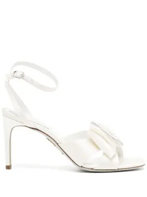 Rene Caovilla 80mm Bow-detail Leather Sandals - White