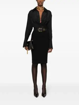 Saint Laurent Fine-knit Pencil Skirt - Black