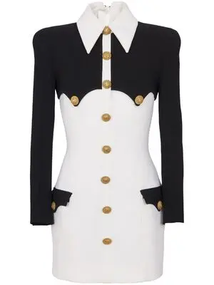 Balmain Buttoned Crepe Minidress