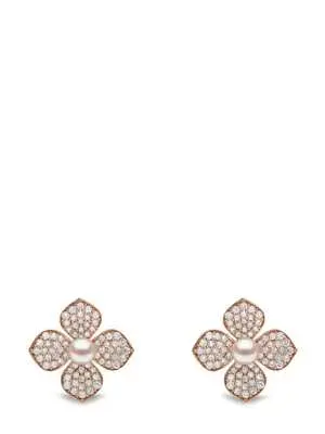 Yoko London 18kt Rose Gold Akoya Pearl And Diamond Earrings - Pink