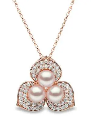 Yoko London 18kt Rose Gold Akoya Pearl And Diamond Petal Necklace - Pink