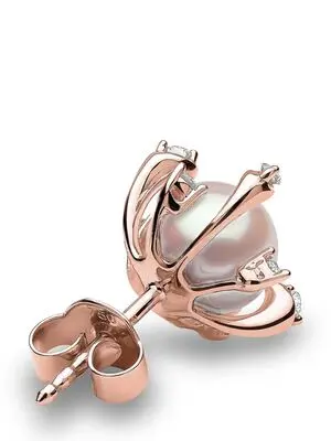 Yoko London 18kt Rose Gold Akoya Pearl And Diamond Earrings - Pink