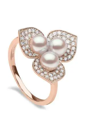 Yoko London 18kt Rose Gold Akoya Pearl And Diamond Ring - Pink