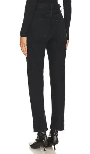 AGOLDE 90s Pinch Waist High Rise Straight In Black - Crushed