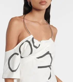 COURREGES Courrèges Logo Off-shoulder Mini Dress