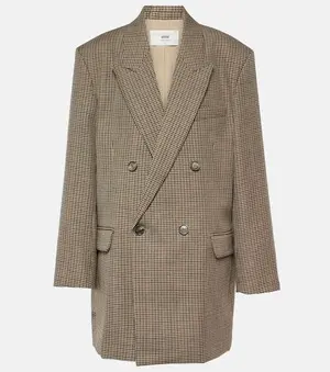 Ami Houndstooth Wool Blazer