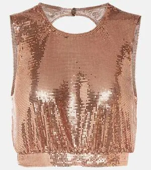 Rabanne Metallic Mesh Top - Pink