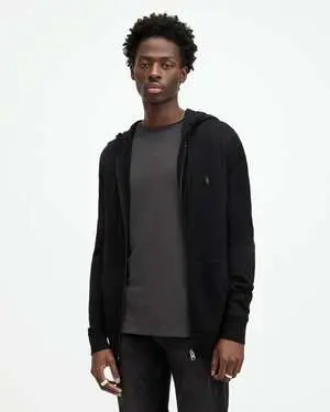 ALLSAINTS Merino Wool Ramskull Embroidered Zip Hoodie
