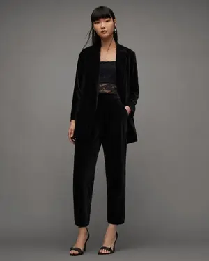 ALLSAINTS Aleida Mid-rise Tapered Velvet Pants
