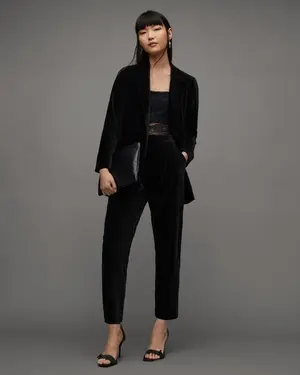 ALLSAINTS Aleida Mid-rise Tapered Velvet Pants