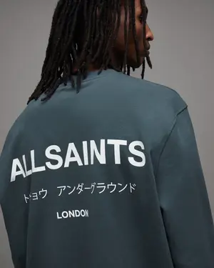 ALLSAINTS AllSaints Underground Relaxed Crew Sweatshirt Jade Blue