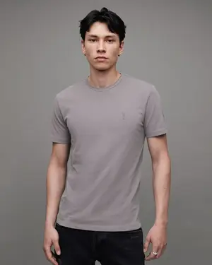 ALLSAINTS Brace Brushed Cotton Crew Neck T-shirt Aluminium Grey