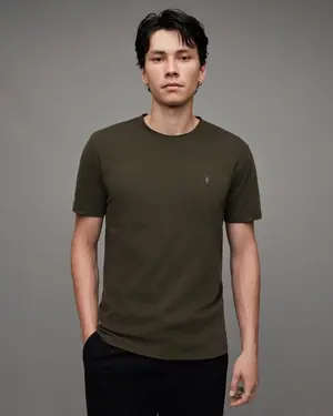 ALLSAINTS Brace Brushed Cotton Crew Neck T-shirt Amazon Green