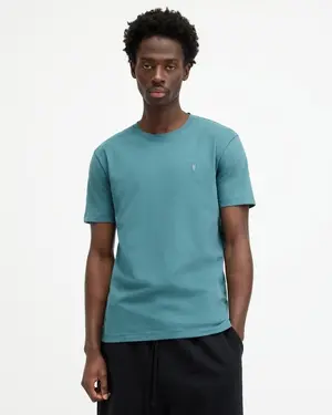 ALLSAINTS Brace Brushed Cotton Crew Neck T-shirt Aquara Blue