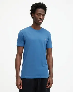 ALLSAINTS Brace Brushed Cotton Crew Neck T-shirt Atlantic Blue