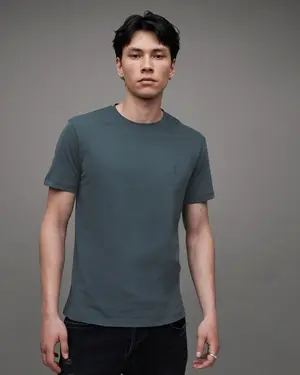 ALLSAINTS Brace Brushed Cotton Crew Neck T-shirt Beetle Blue