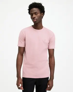 ALLSAINTS Brace Brushed Cotton Crew Neck T-shirt Bloom Pink