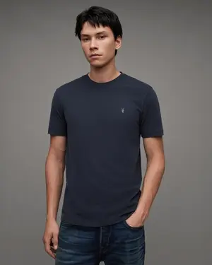 ALLSAINTS Brace Brushed Cotton Crew Neck T-shirt Cadet Blue