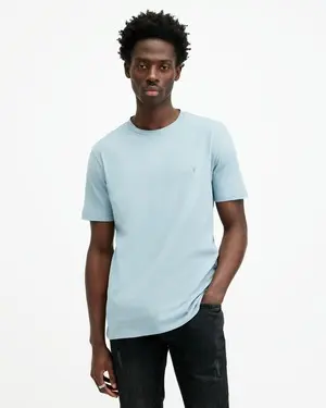 ALLSAINTS Brace Brushed Cotton Crew Neck T-shirt Cerulean Blue