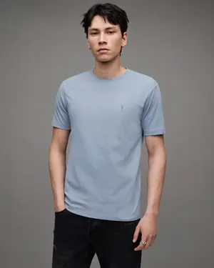 ALLSAINTS Brace Brushed Cotton Crew Neck T-shirt Chilled Blue