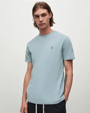 ALLSAINTS Brace Brushed Cotton Crew Neck T-shirt Cloudy Blue