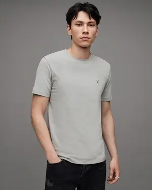 ALLSAINTS Brace Brushed Cotton Crew Neck T-shirt Cloudy Green