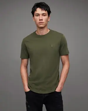 ALLSAINTS Brace Brushed Cotton Crew Neck T-shirt Green