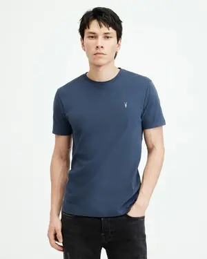 ALLSAINTS Brace Brushed Cotton Crew Neck T-shirt Lakehouse Blue