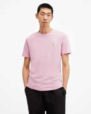 ALLSAINTS Brace Brushed Cotton Crew Neck T-shirt Pink