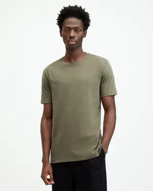 ALLSAINTS Brace Brushed Cotton Crew Neck T-shirt Valley Green