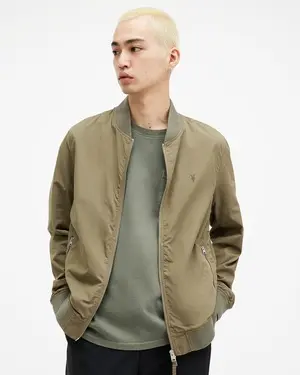ALLSAINTS Bassett Ramskull Bomber Jacket Avo Green