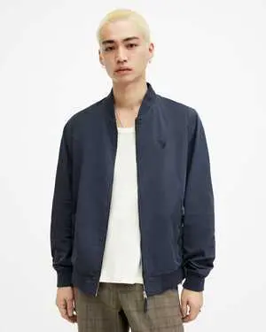ALLSAINTS Bassett Ramskull Bomber Jacket Command Blue