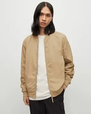 ALLSAINTS Bassett Ramskull Bomber Jacket Dusty Taupe