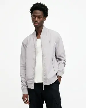 ALLSAINTS Bassett Ramskull Bomber Jacket Malt Grey