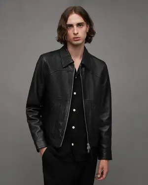 ALLSAINTS Jun Boxy Cropped Leather Jacket