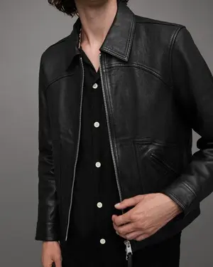 ALLSAINTS Jun Boxy Cropped Leather Jacket