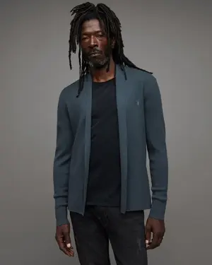 ALLSAINTS AllSaints Mode Merino Open Cardigan Beetle Blue