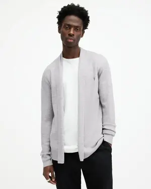 ALLSAINTS AllSaints Mode Merino Open Cardigan Cool Grey