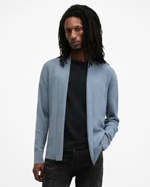 ALLSAINTS AllSaints Mode Merino Open Cardigan Dusty Blue