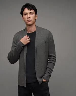 ALLSAINTS AllSaints Mode Merino Open Cardigan Monument Grey Marl