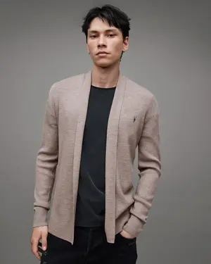 ALLSAINTS AllSaints Mode Merino Open Cardigan Stone Taupe Marl