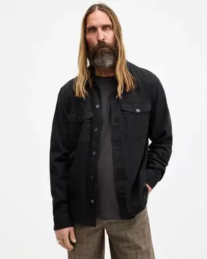 ALLSAINTS Spotter Long Sleeve Military Overshirt - Black