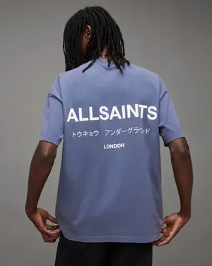 ALLSAINTS Underground Oversized Crew T-shirt Amethyst Blue