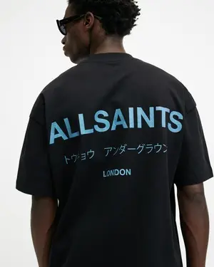ALLSAINTS Underground Oversized Crew T-shirt Camaleon/black