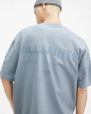 ALLSAINTS Underground Oversized Crew T-shirt Dusty Blue