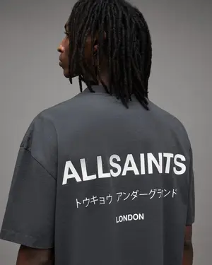 ALLSAINTS Underground Oversized Crew T-shirt Graphite Blue
