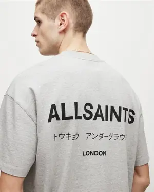 ALLSAINTS Underground Oversized Crew T-shirt Grey Marl