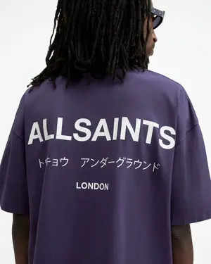 ALLSAINTS Underground Oversized Crew T-shirt Lapis Purple